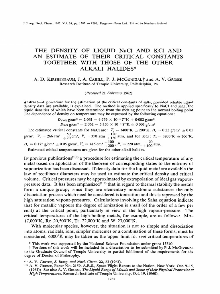 Density Liquid NaCl | PDF | Density | Sodium Chloride