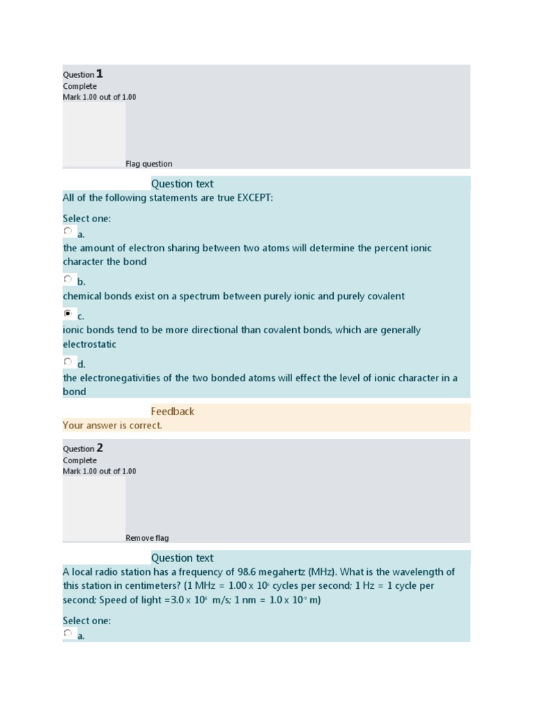 O.A.I. Chemistry Midterm Exam All Parts | PDF | Chemical Bond ... O.A.I. Chemistry Midterm Exam All Parts | PDF | Chemical Bond ...