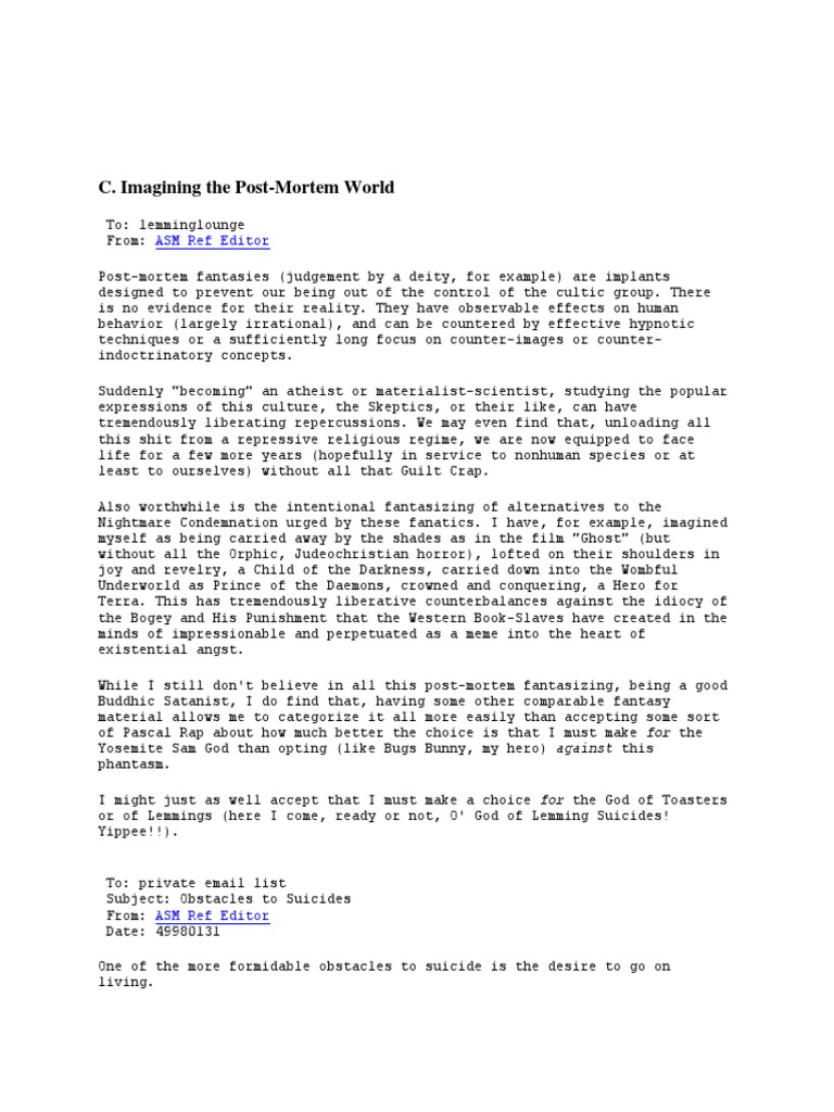ASM GUIDE Preparations C, D, E, F | PDF | Suicide | Death