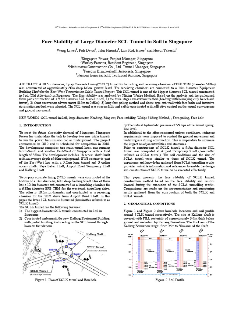 Face Stability of Singapore's SCL Tunnel | PDF | Tunnel | Geotechnical ...