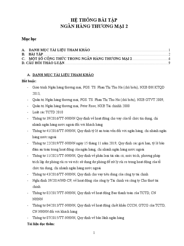 Bai tập NHTM 2 | PDF