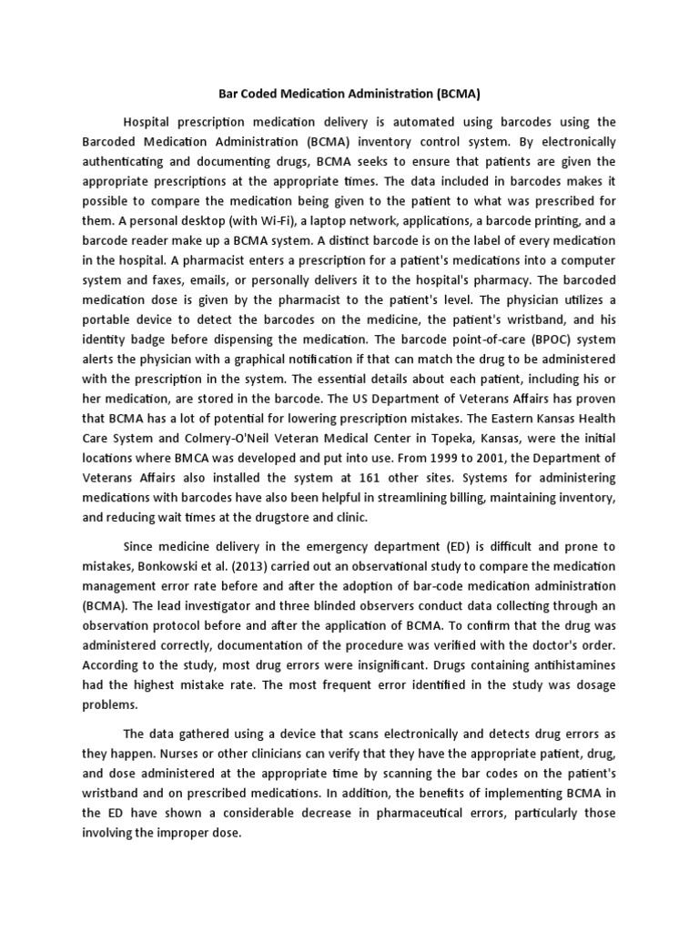 Bar Coded Medication Administration | PDF | Medical Prescription | Pharmacy