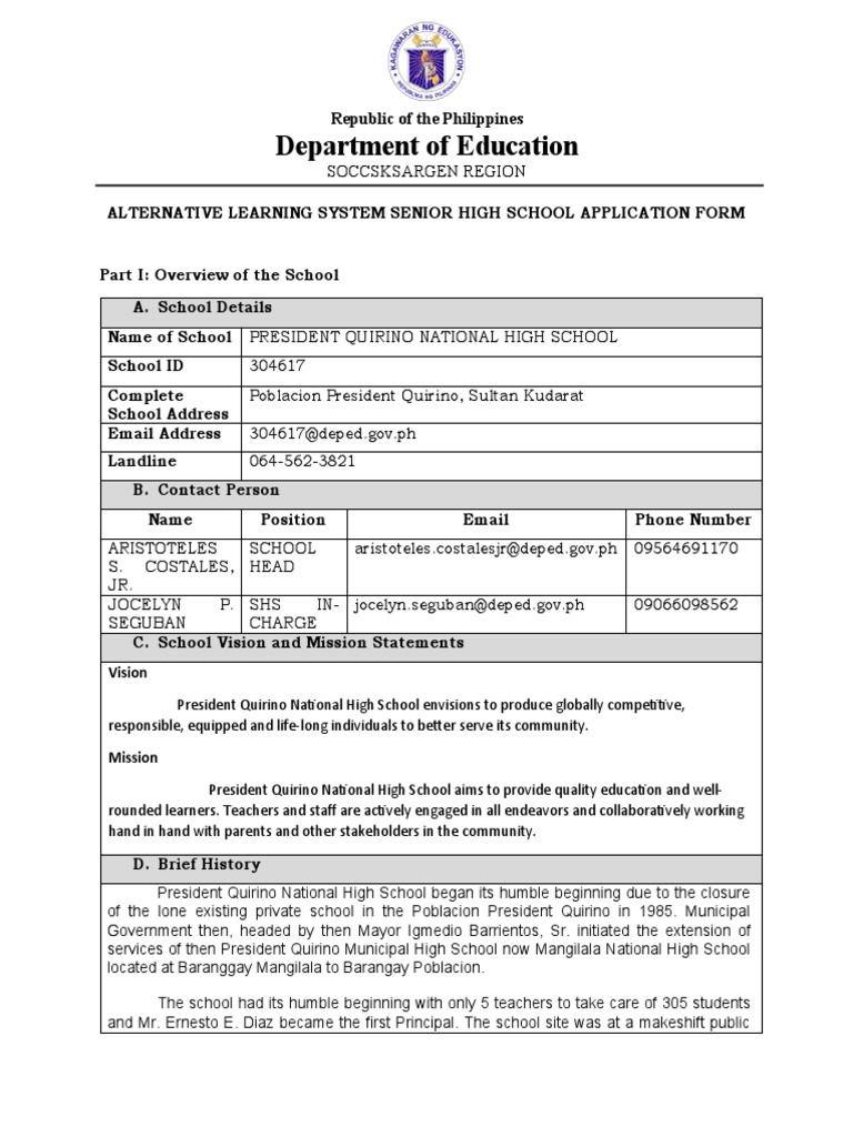 SHS Application Form | PDF | Learning | Literacy