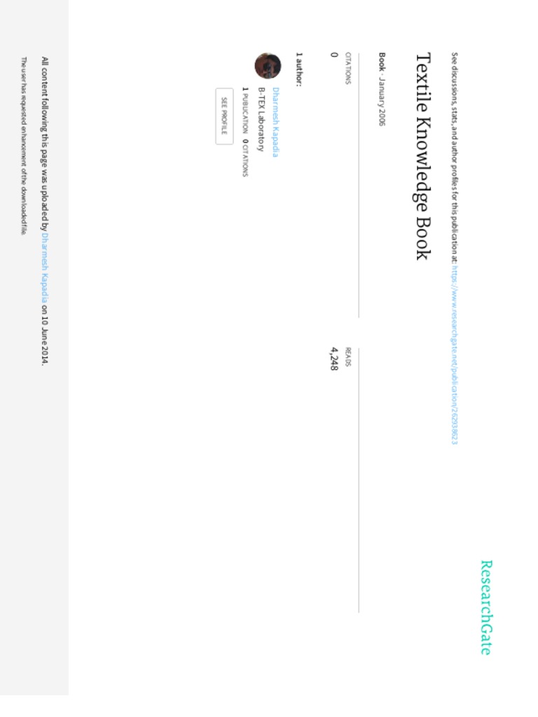 Textile Knowledge Book | PDF | Art | Science & Mathematics