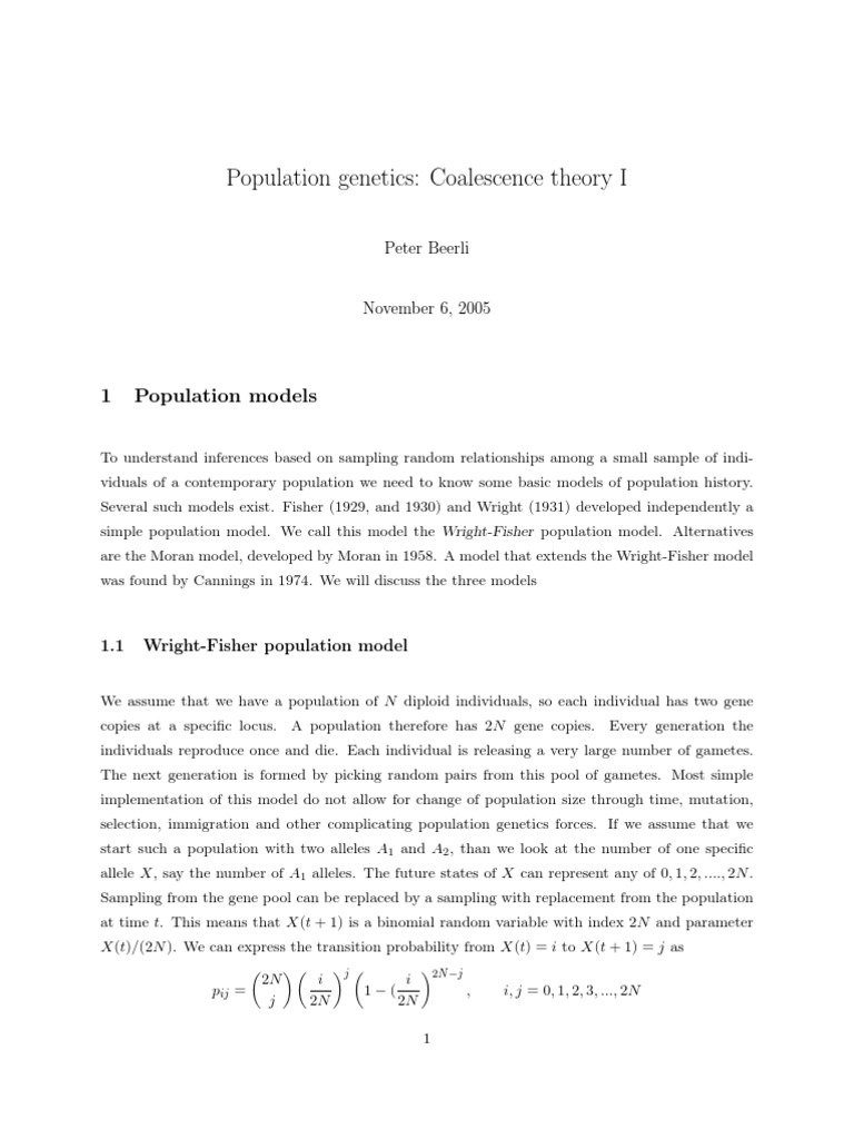 Coalescent Theory Pdf Population Genetics Biological Evolution