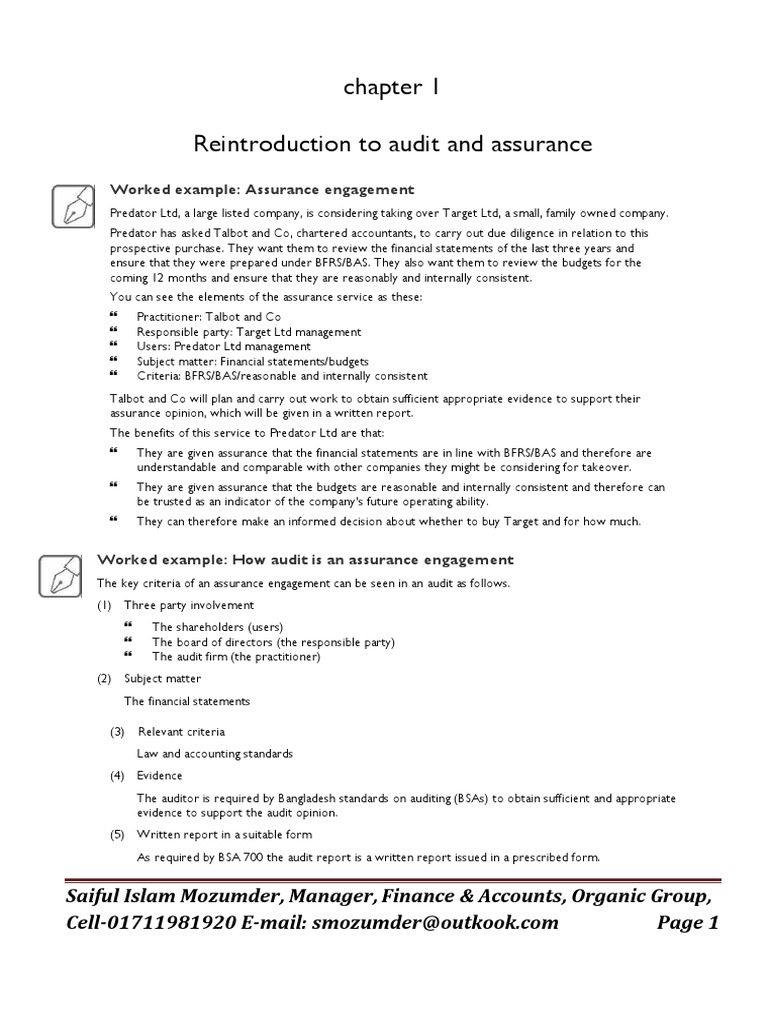 Summary of Audit & Assurance Application Level - Worked Example | PDF ...