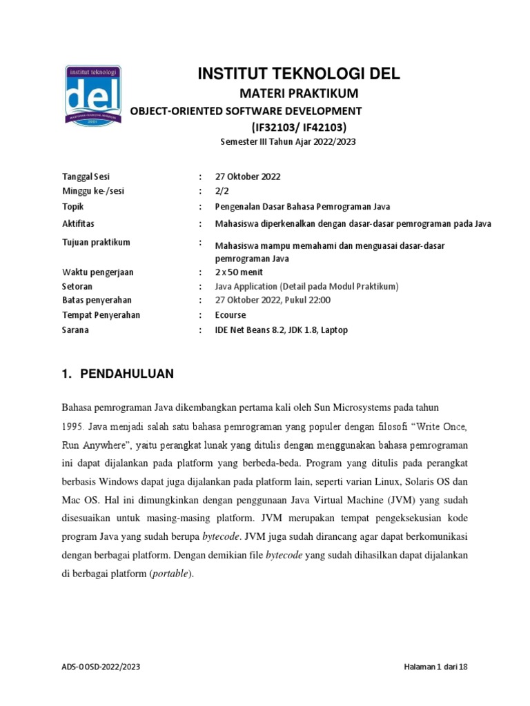OOSD w02s02 JavaBasic Rev | PDF