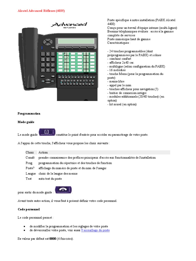Alcatel Advanced Réflexes 4035 | PDF