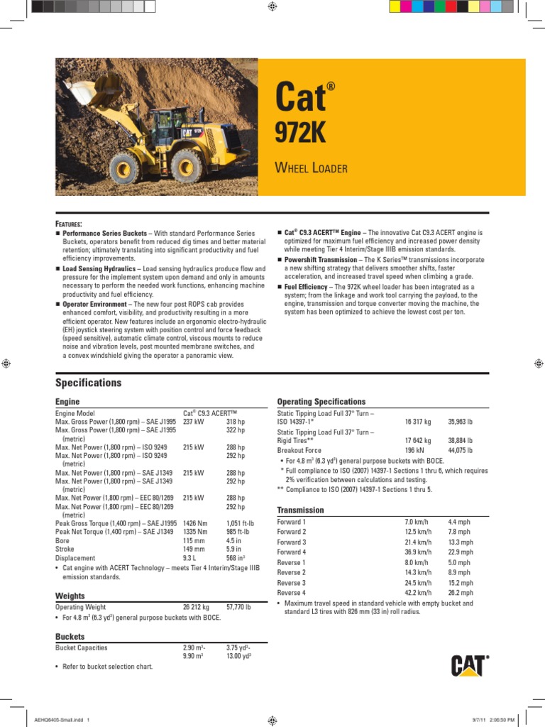 972K Specalog | PDF | Horsepower | Truck