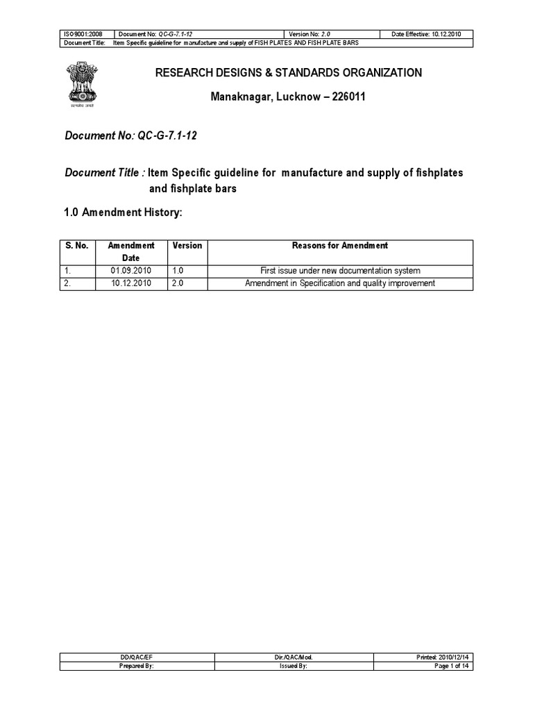 Fish Plates | PDF | Specification (Technical Standard) | Iso 9000