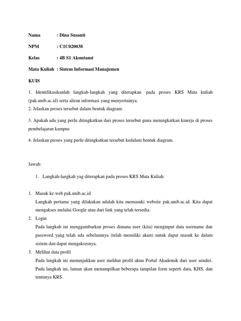 Dina Susanti - C1C020038 - Kuis 1 SIM | PDF