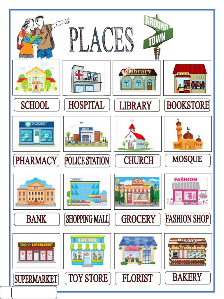Places Around Town Pictionary Part1 Classroom Posters Picture ...