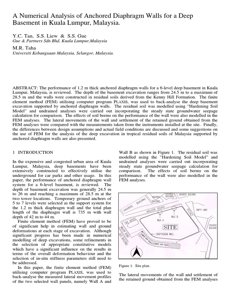 A Numerical Analysis of Anchored Diaphragm Walls For A Deep Basement in ...