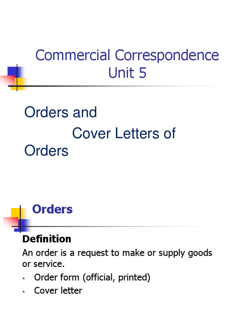 Unit 5, Orders and Cover Letters of Orders For Sts | PDF | Negotiable ...