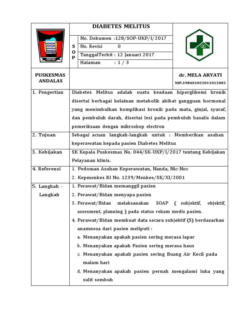Prosedur Keperawatan Diabetes Melitus | PDF