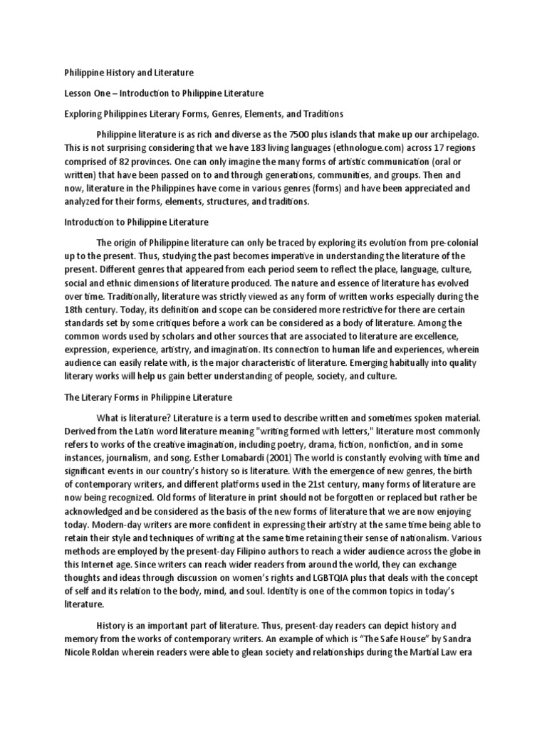Overview of Philippine Literary Forms | PDF | Poetry | Narrative