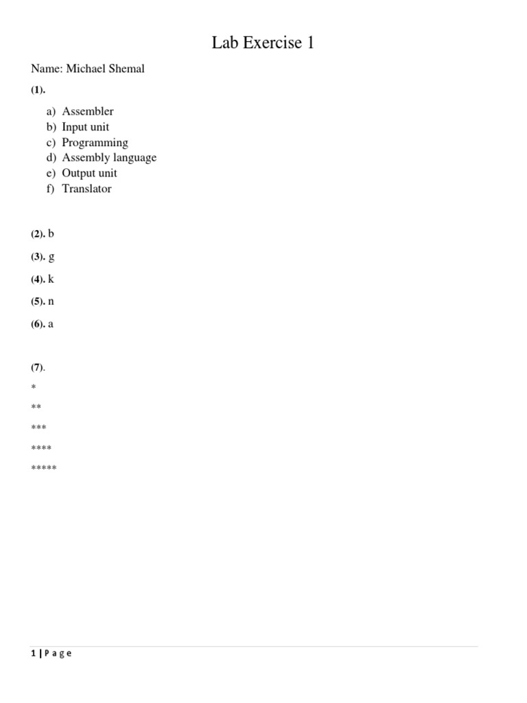 Lab Exercise 1 | PDF