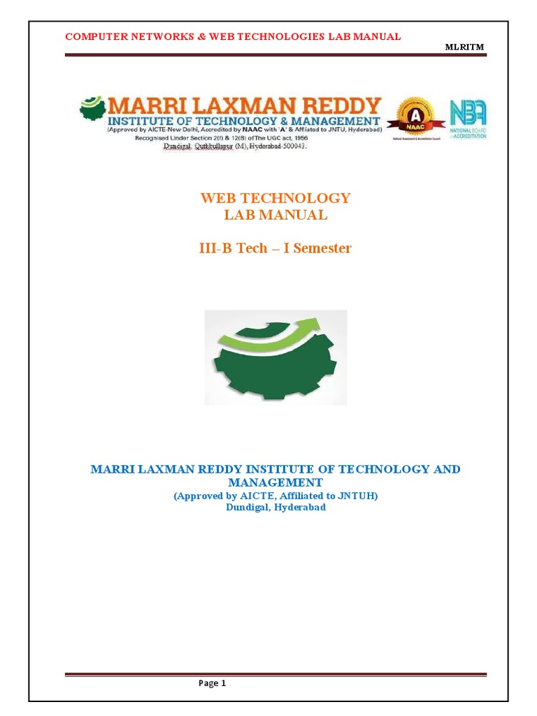 Web Technology Lab Manual Iii I R18 Pdf World Wide Web Internet And Web