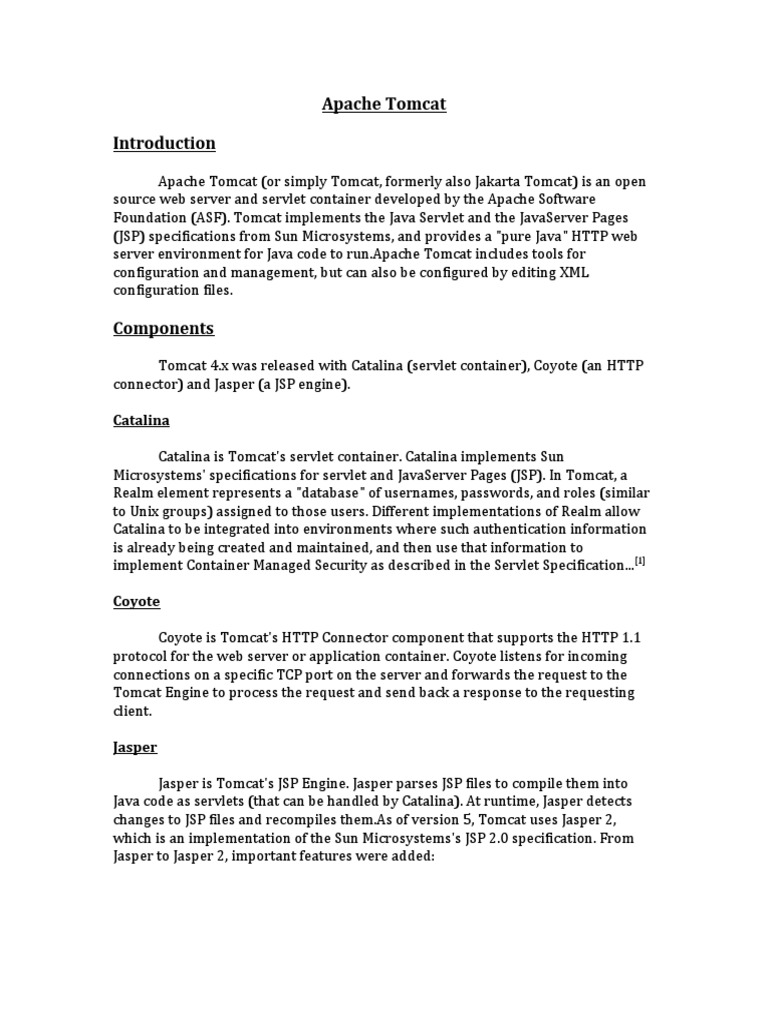 Apache Tomcat Pdf Computer Engineering Java Enterprise Platform