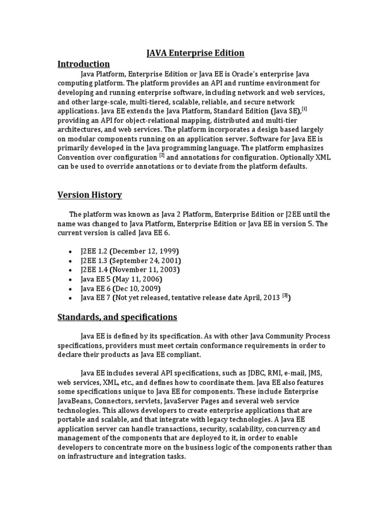 JAVA Enterprise Edition | PDF | Java (Programming Language) | Software ...