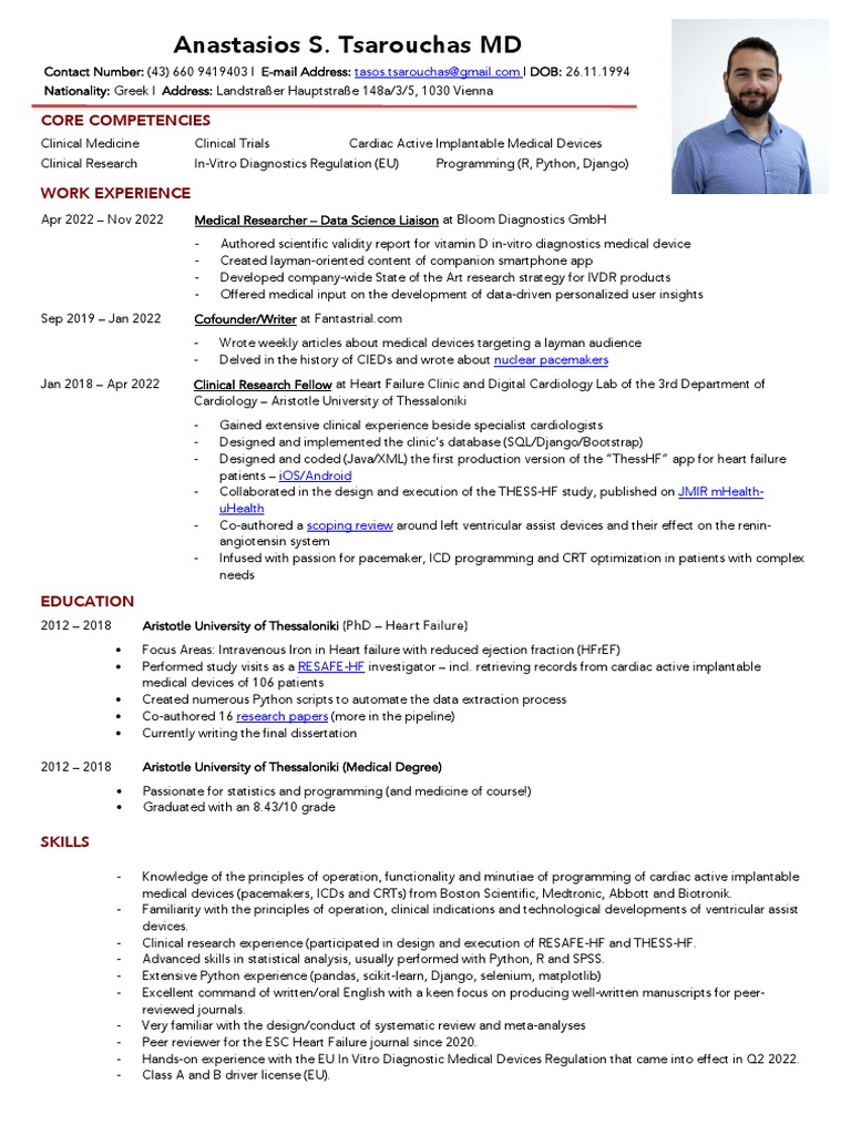 My CV | PDF | Medical Device | Heart Failure
