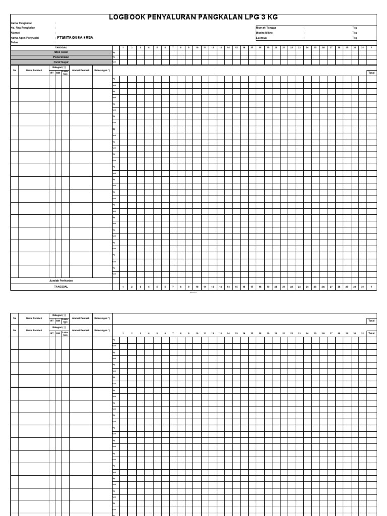 Format Log Book Pangkalan LPG 3 KG | PDF