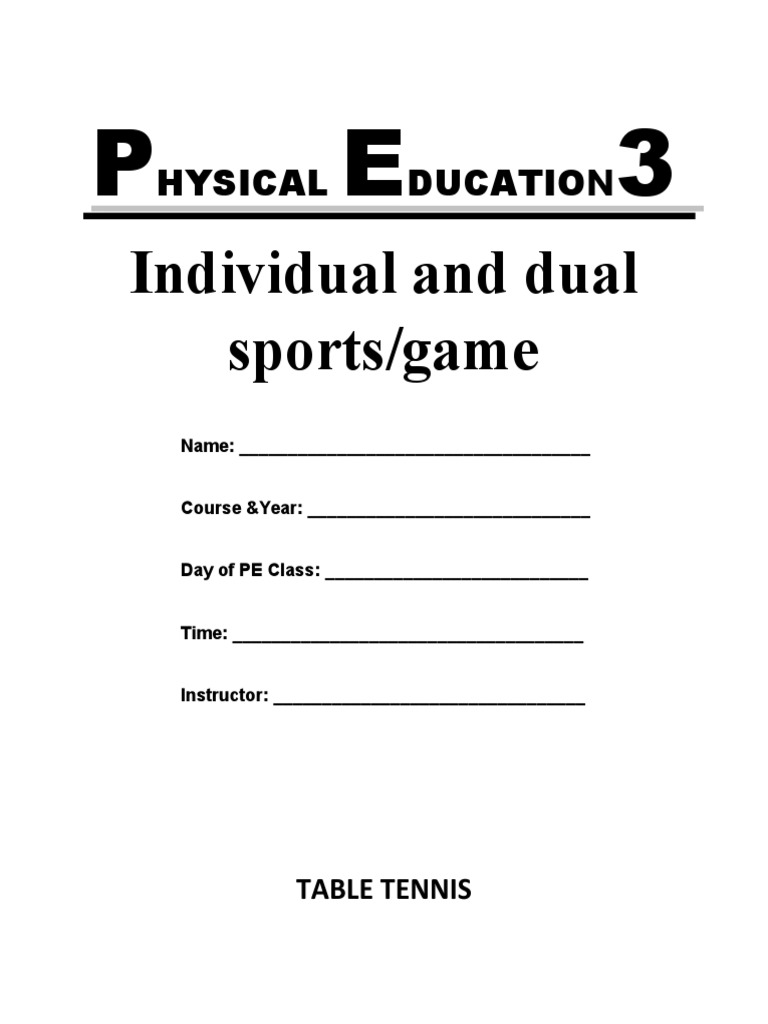 P.E 3 Table Tennis | PDF | Table Tennis | Hobbies