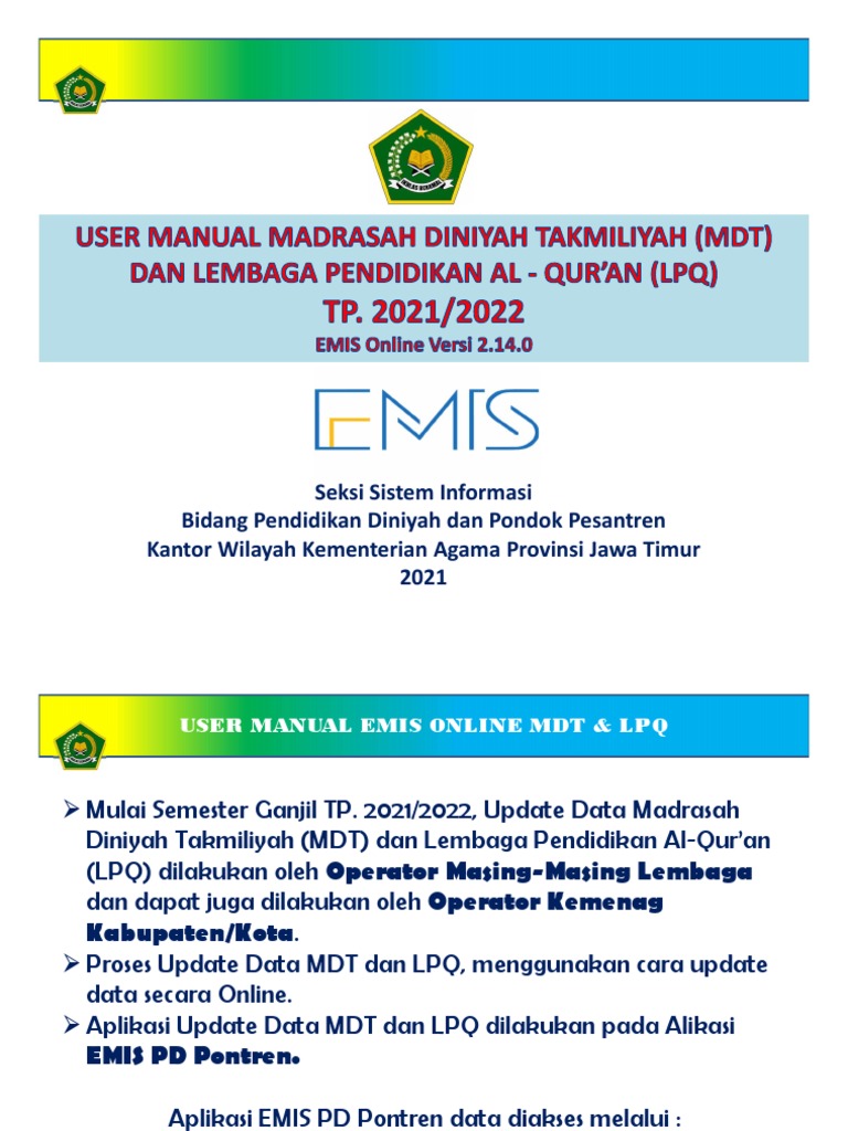 Manual EMIS MDT & LPQ 2021 - 2022 | PDF