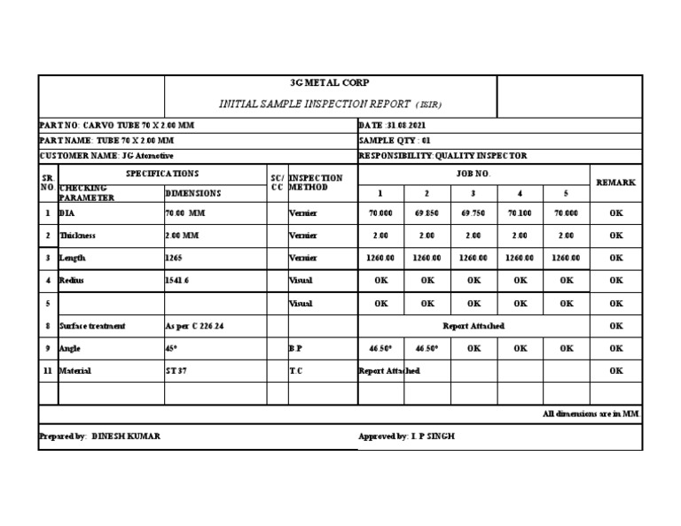 TUBE Inspection Report | PDF