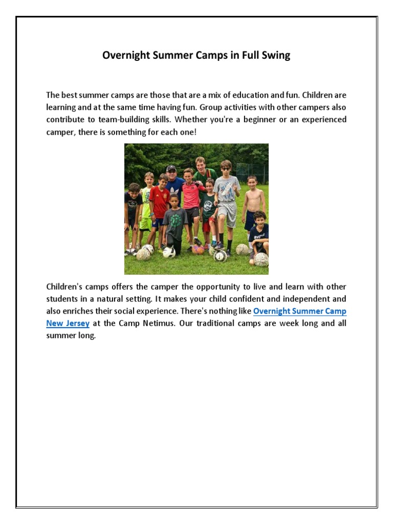 Overnight Summer Camps in Full Swing | PDF