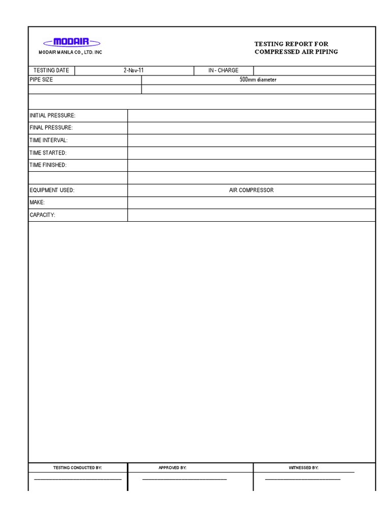 Pressurized Water Test (Chilled Water Line) | PDF