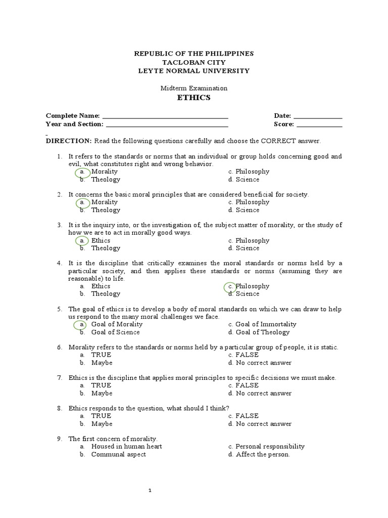 Ethics Midterm Exam Review Guide | PDF | Career & Growth | Philosophy