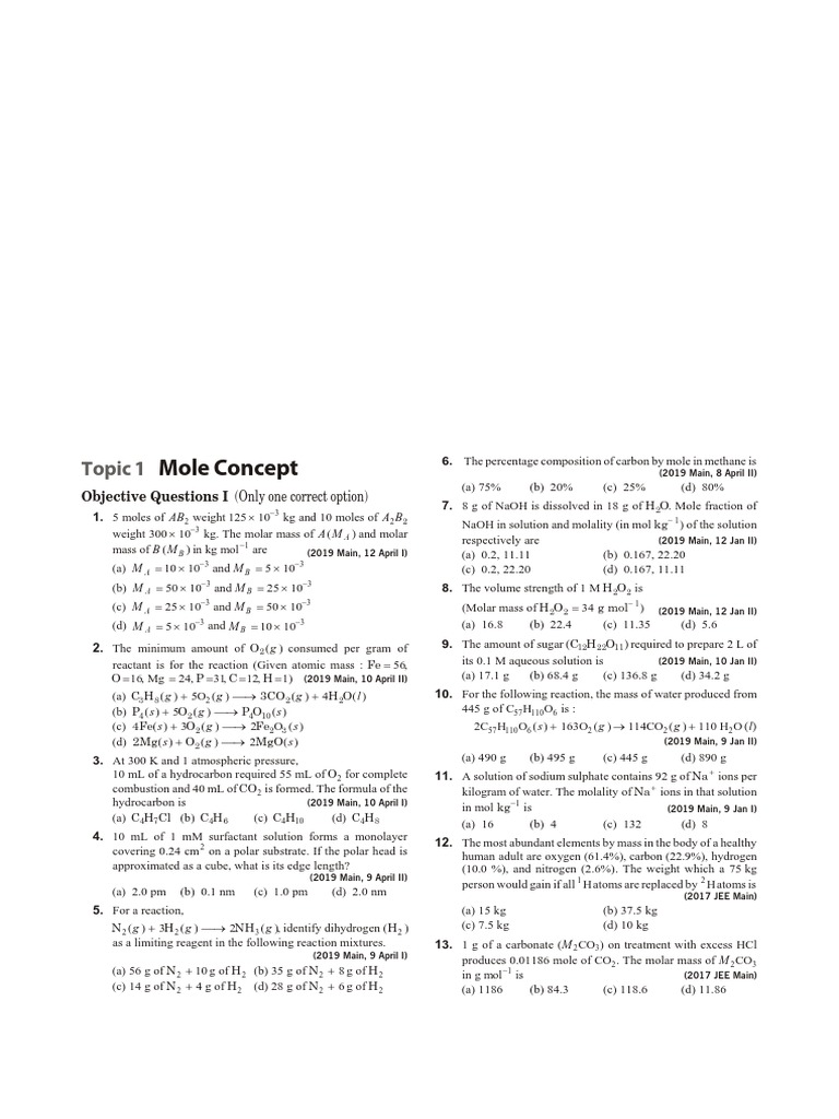 Stoichiometry and Mole Concept | PDF