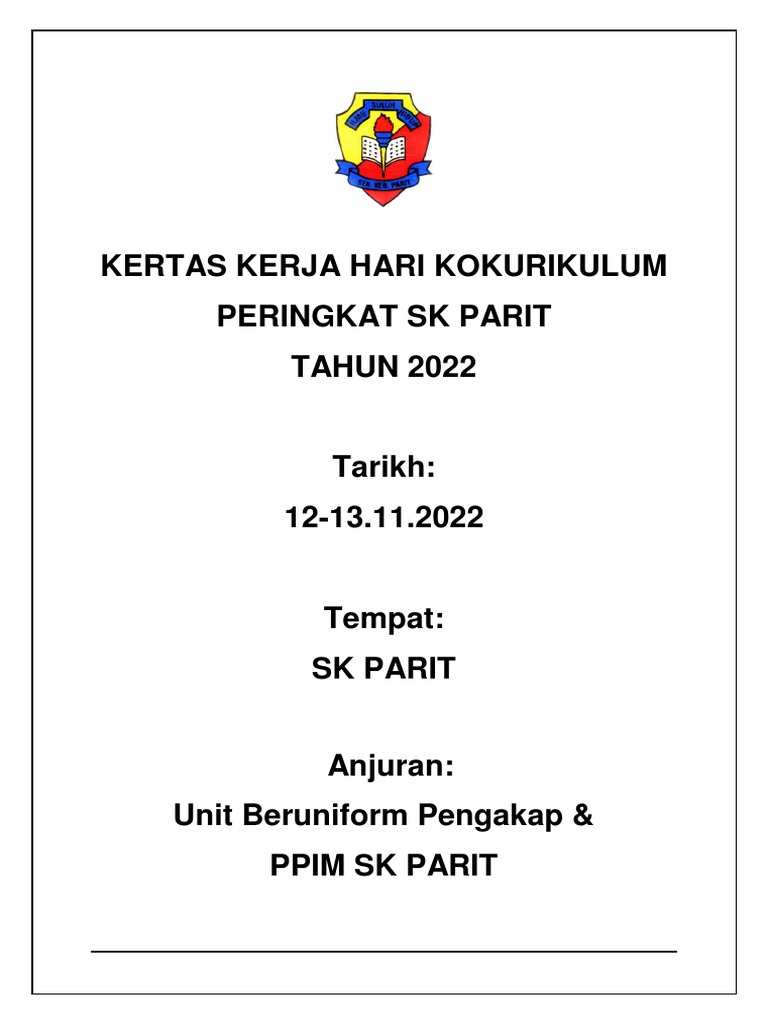 Kertas Kerja Hari Kokurikulum 2022 | PDF