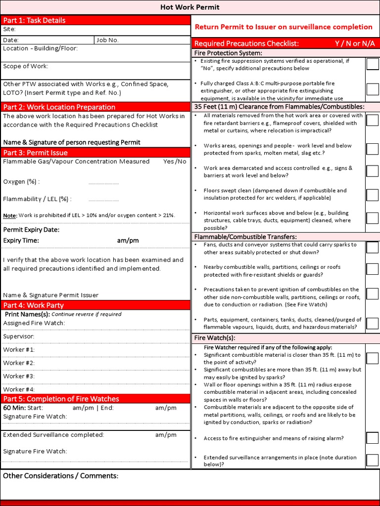 Hot Work Permit | PDF | Industrial Processes | Materials