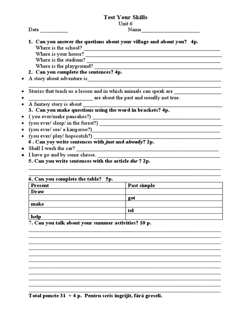 Eval Sum cl5 Unit 6 | PDF | Linguistics