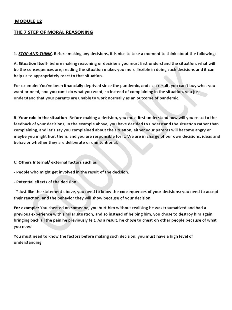Module 12 - Ethics (Explained) | PDF | Goal | Decision Making