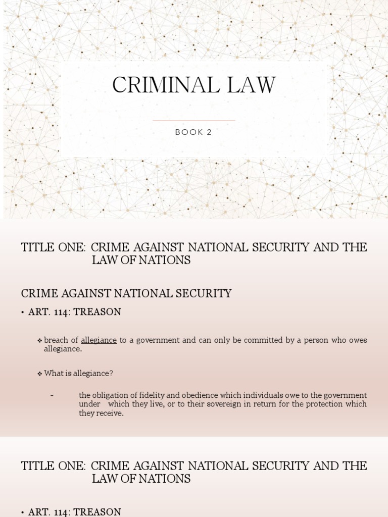 Criminal Law Book 2 | PDF | Treason | Detention (Imprisonment)