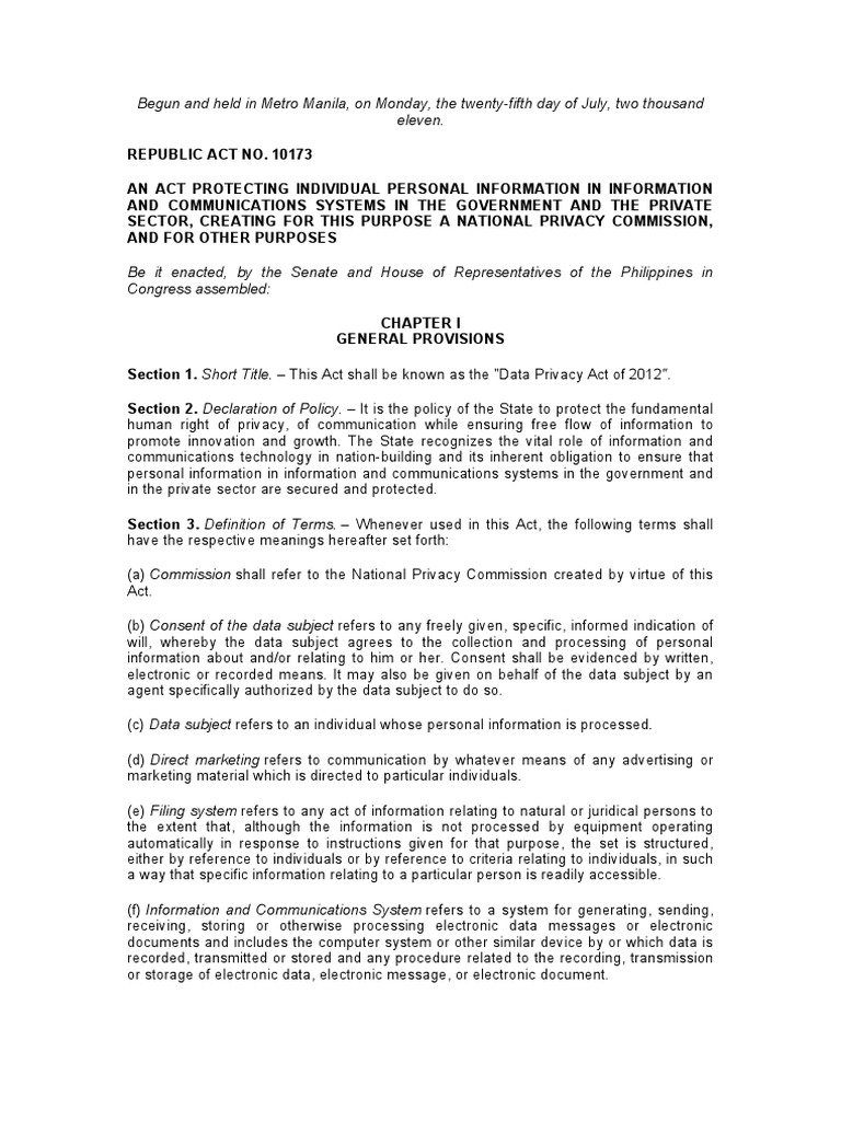 Data Privacy Act | PDF