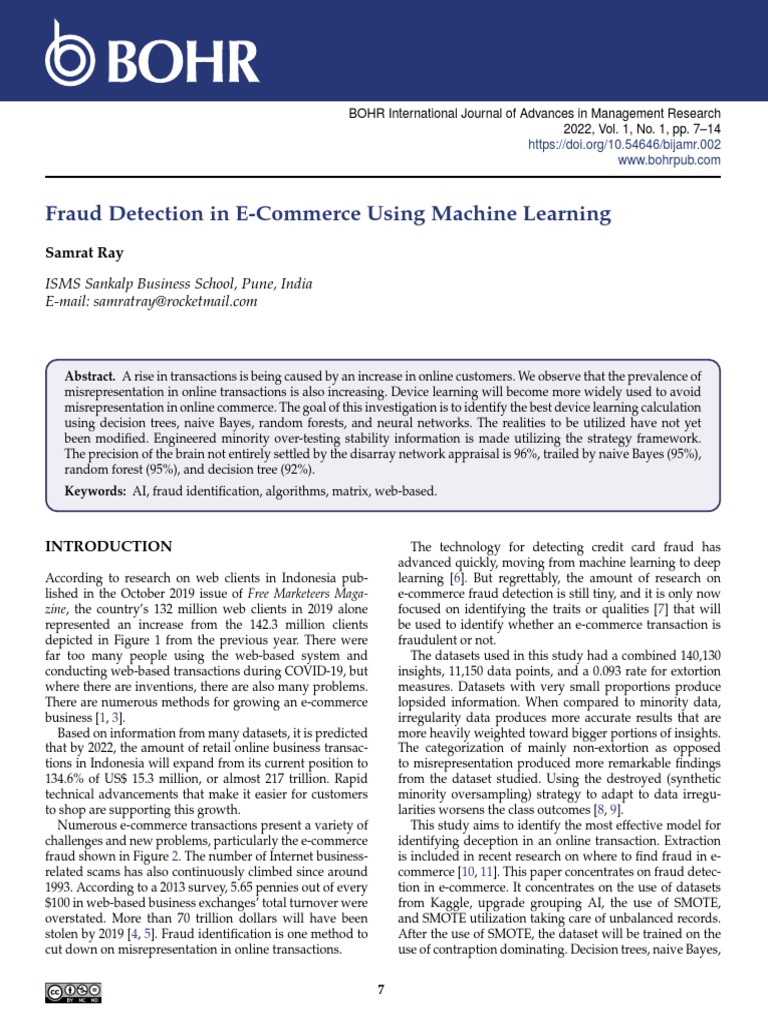 Fraud Detection in E-Commerce Using Machine Learning | PDF