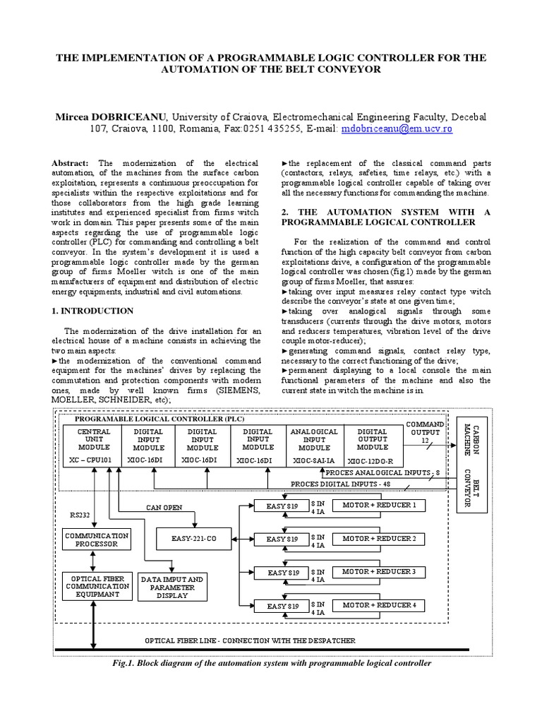The Implementation of A Programmable Logic Controller For The Automation of The Belt Conveyor ...