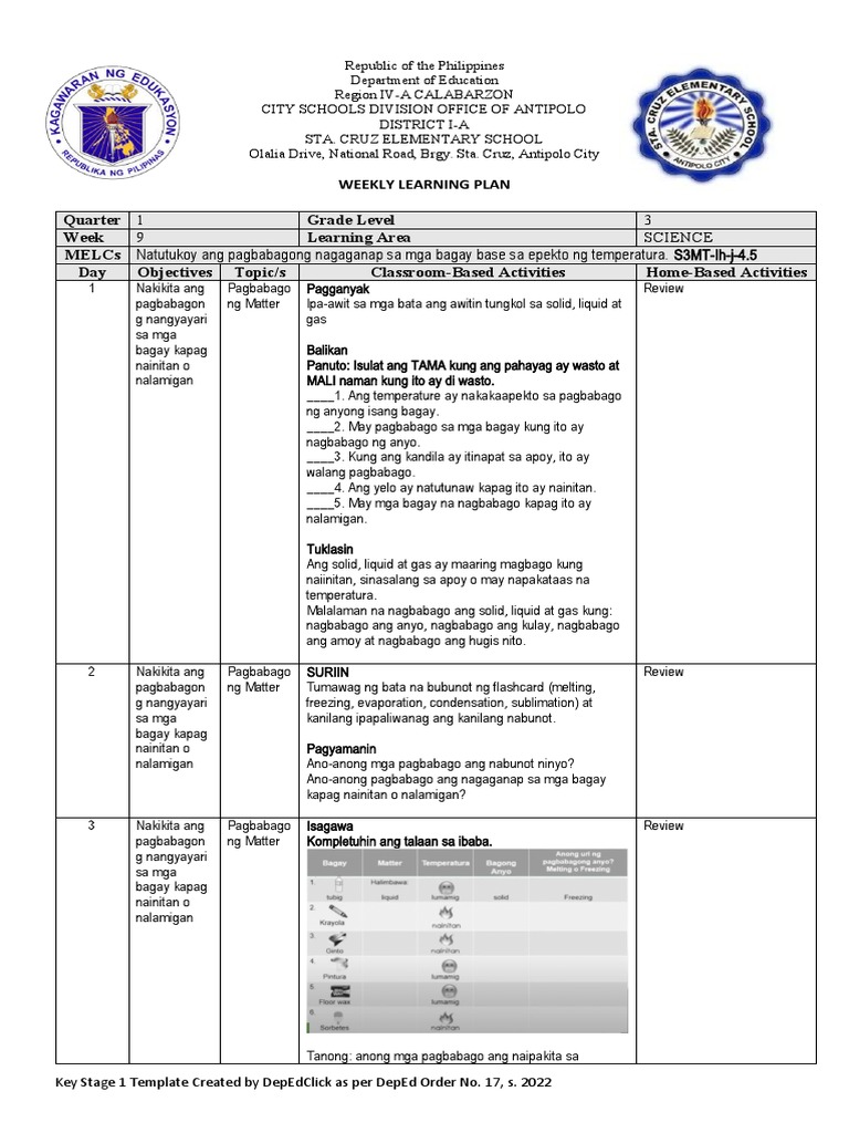 Wlp-Science Q1 W9 G3 | PDF