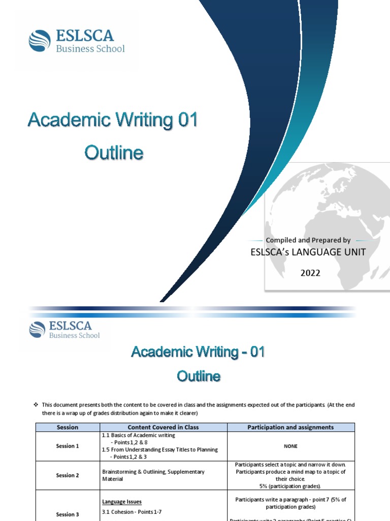 Academic Writing 01 - Outline | PDF | Essays | Paragraph