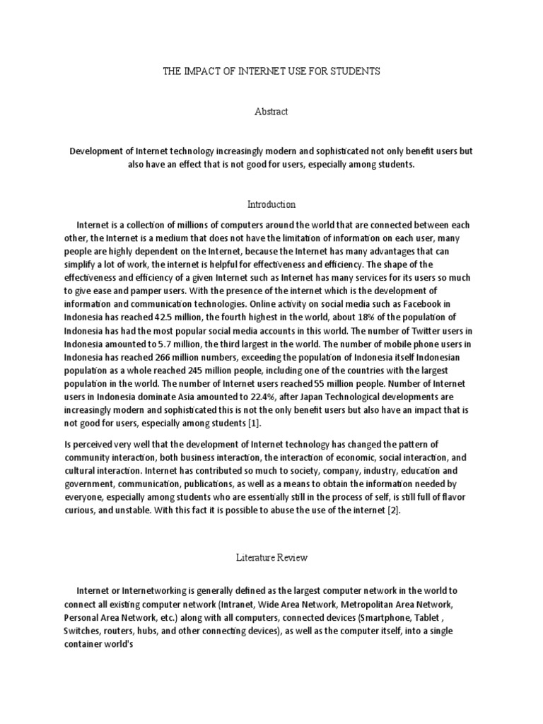 The Impact of Internet Use For Students | PDF | Internet | Computer Network