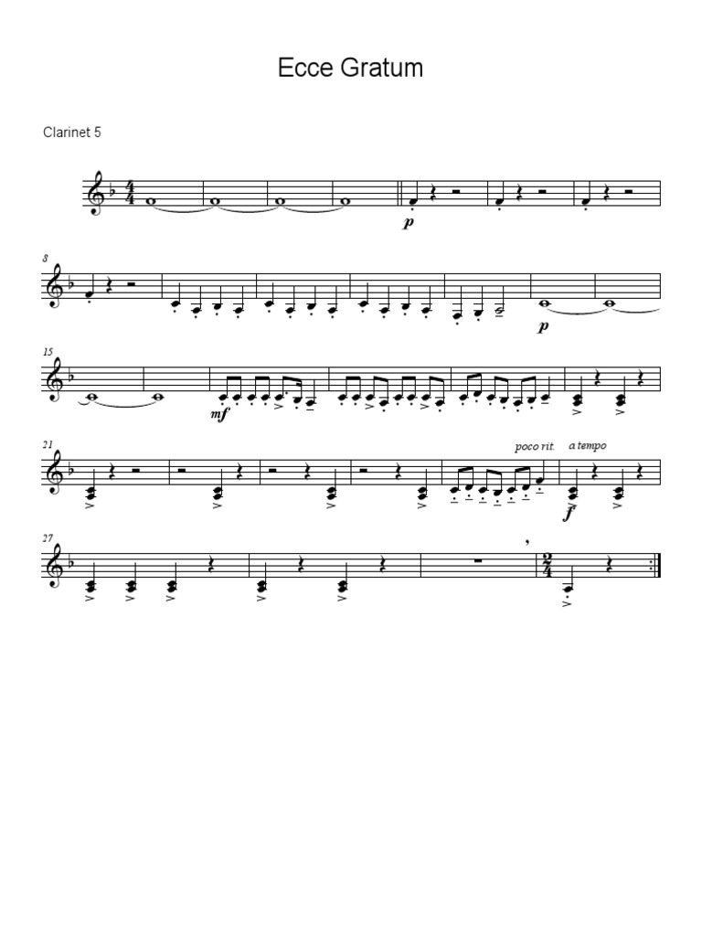 Ecce Gratum - Clarinet 5 | PDF