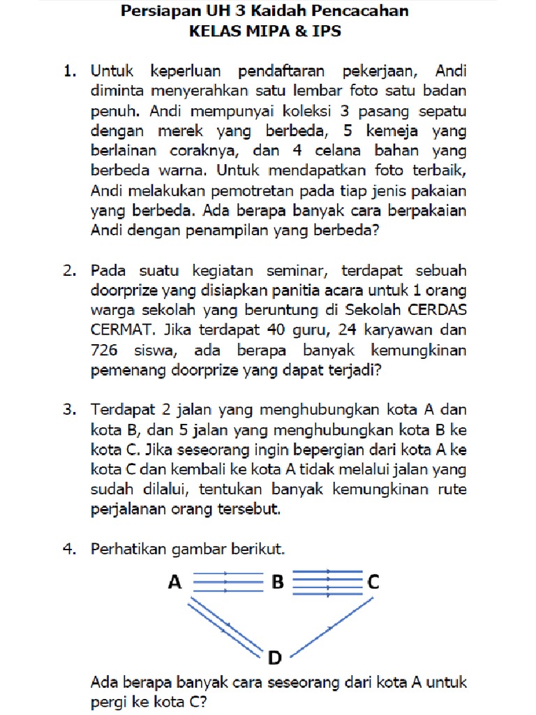 Latihan Soal Kaidah Pencacahan | PDF