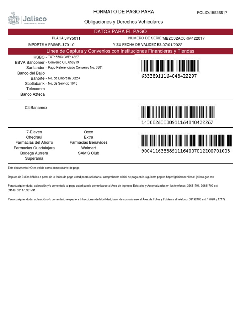 FormatoPago - REFRENDO 2022 | PDF