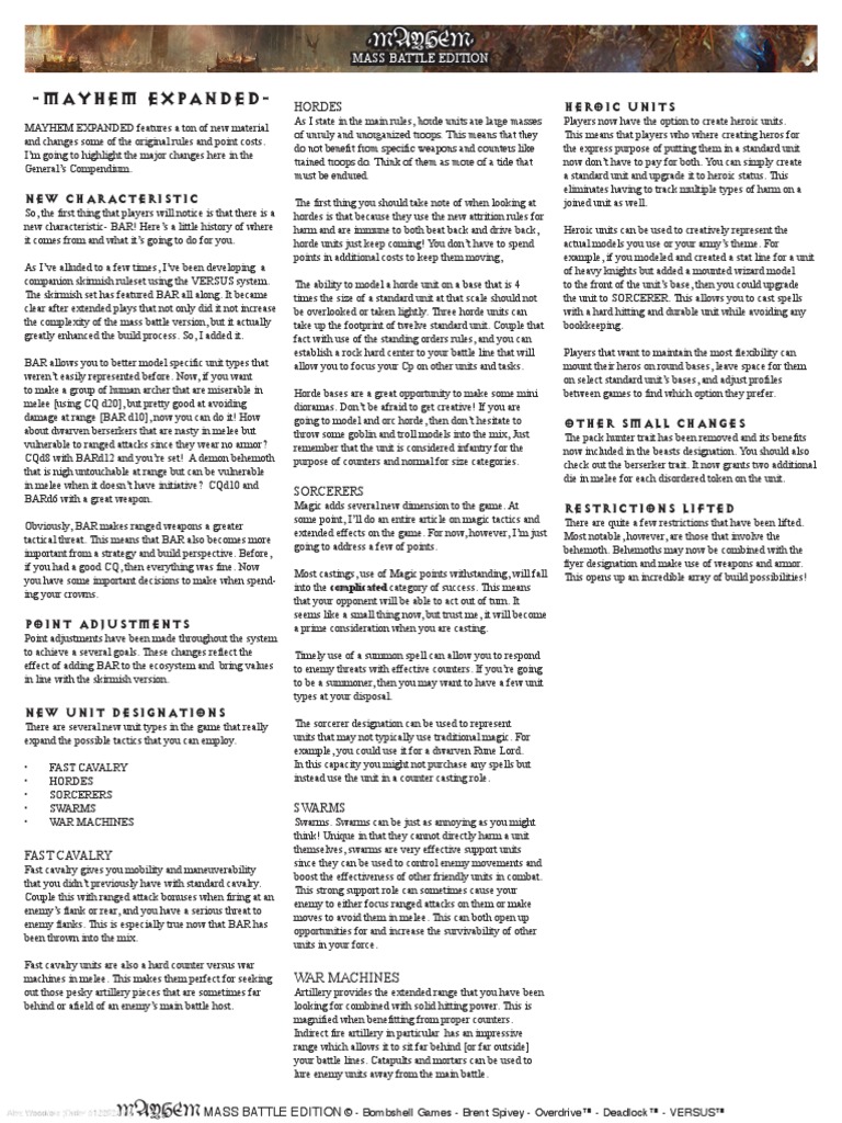 MAYHEM - Generals Compendium (Fantasy Wargame Rules) | PDF | Flanking ...