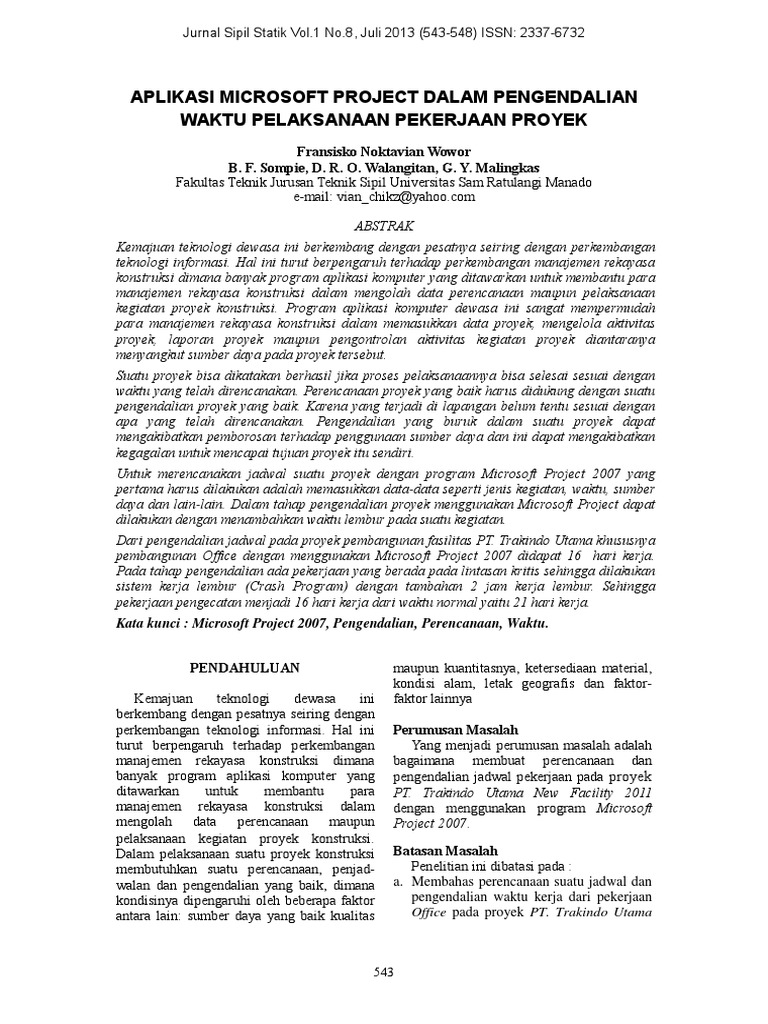 Aplikasi Microsoft Project dalam Perencanaan dan Pengendalian Proyek ...