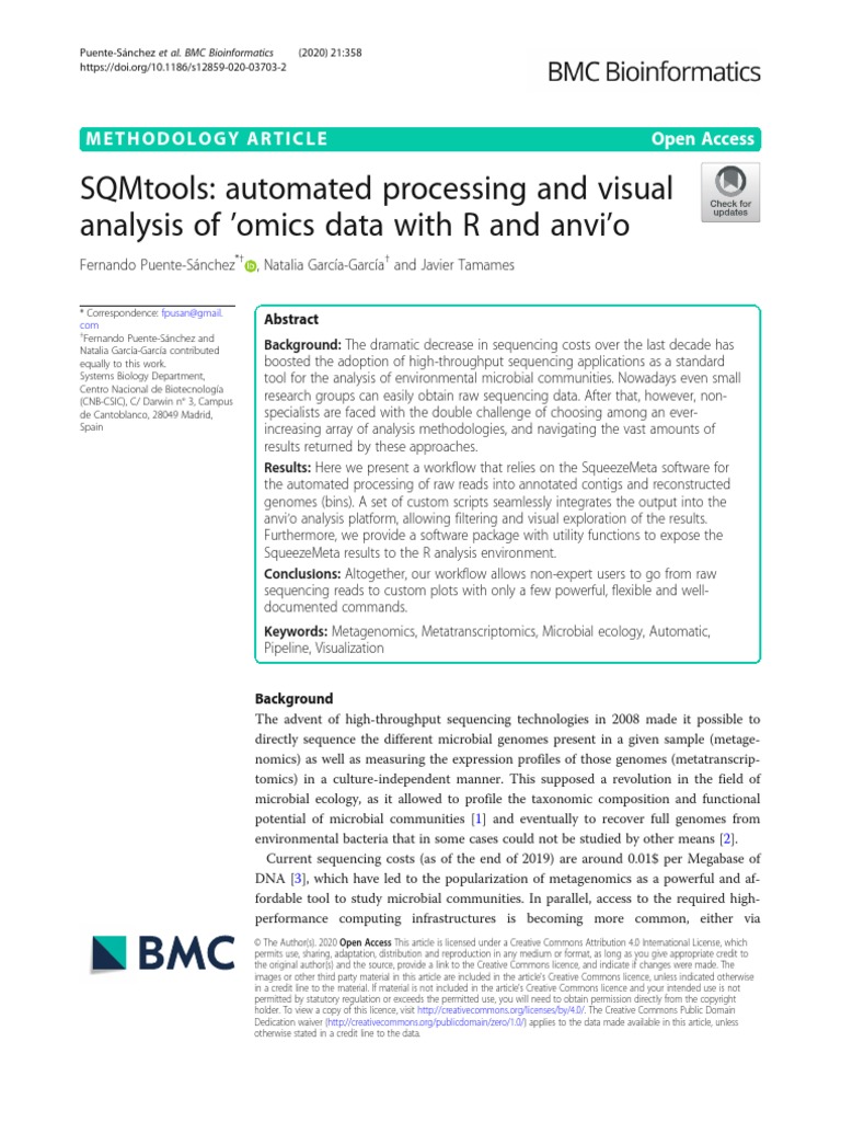 Sqmtools: Automated Processing and Visual Analysis of 'Omics Data With R and Anvi'O | PDF | Dna ...